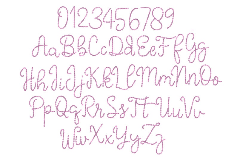 Hand Stitch Effect FONT Seed Bean Stitch Script Alphabet Letters and ...