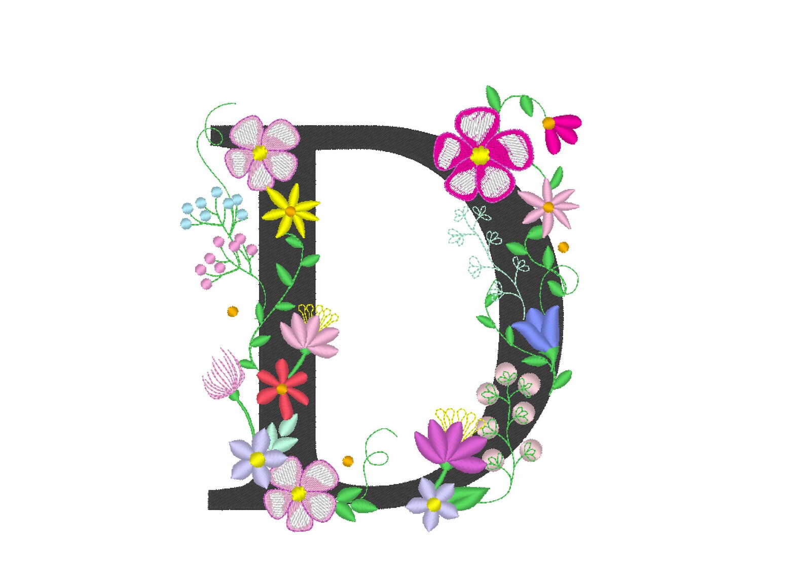 Floral Letter D Garden Flag Monogram Lace Swirl Flowers Block - Etsy