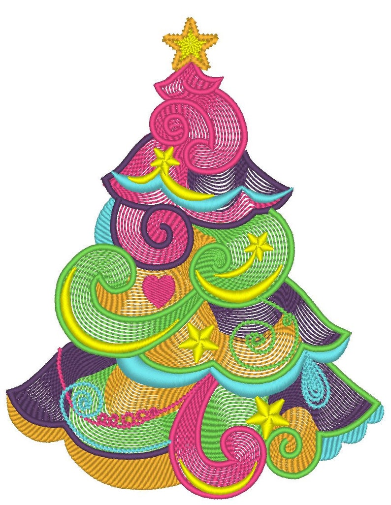 Colorful Merry Christmas Tree, Curl Swirl Xmas Tree Extraordinaire ...