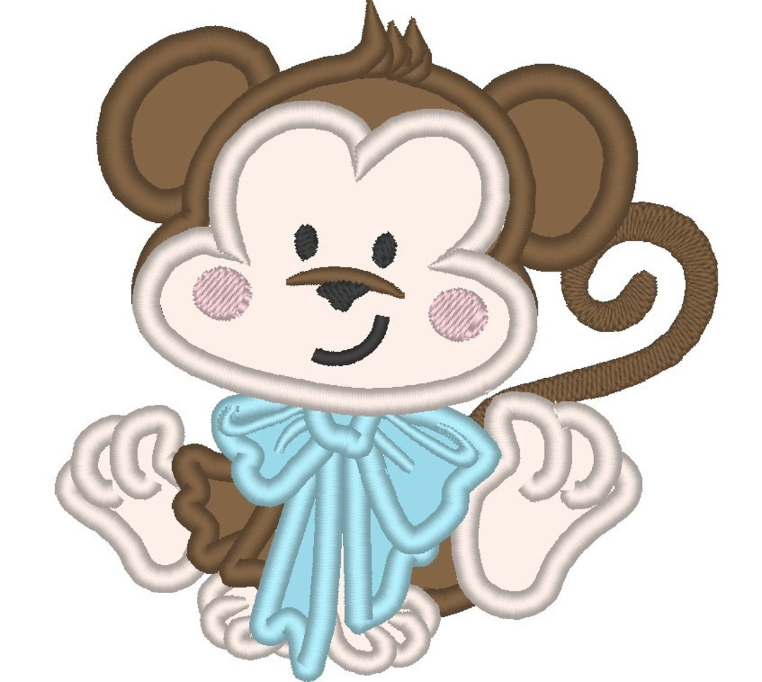 Baby Monkey - Machine Embroidery and Applique Designs - for Hoop 4x4 ...
