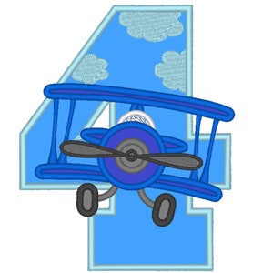 Boy Airplane Birthday Numbers Set Machine Embroidery Birthday Outfit ...