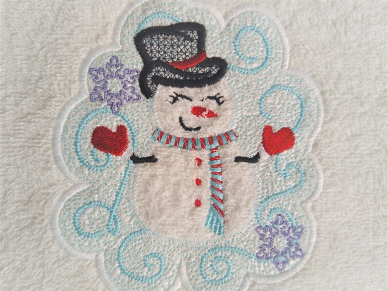 Snowman Embossed Terry Towel Machine Embroidery Designs for - Etsy