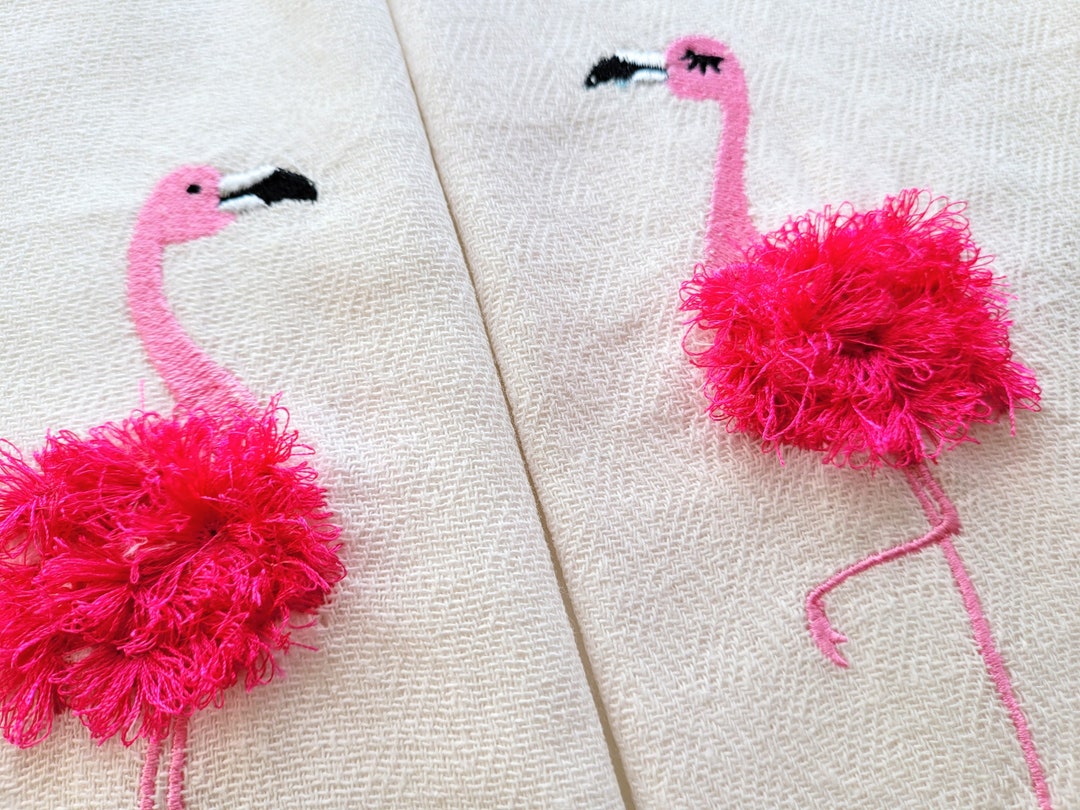 Fringed Fluffy Chenille Flamingo 2 Types, Two Flamingos Machine ...