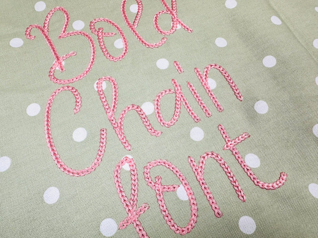 Narrow Bold Authentic Hand Chain Stitch FONT Machine Embroidery Designs ...