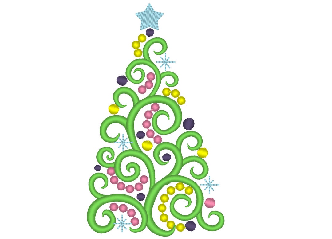 Swirl Tree Christmas Machine Embroidery Designs INSTANT DOWNLOAD - Etsy