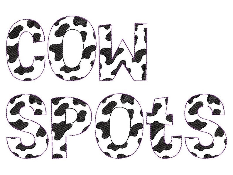 Cow Spots Patterned Font Monogram Alphabet Letters Machine - Etsy