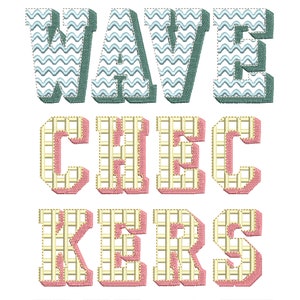 SET of 4 Patterned Fonts Dots Checks Waves and Cubes Alphabet Letters ...