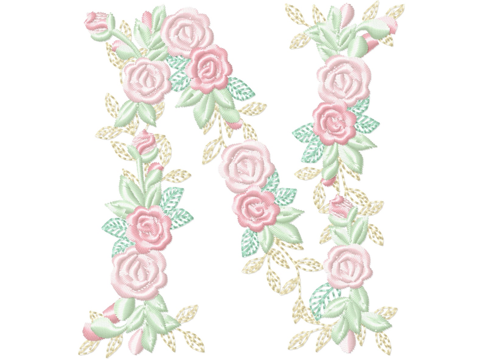 Delicate Roses Floral Letter N Garden Flag Monogram Flowers - Etsy
