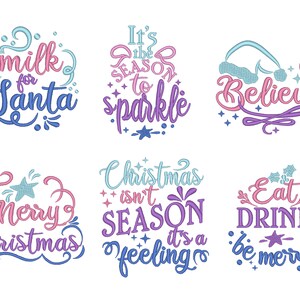 Sparkling Merry Christmas Quotes Machine Embroidery Designs 4x4 and 5x7 ...