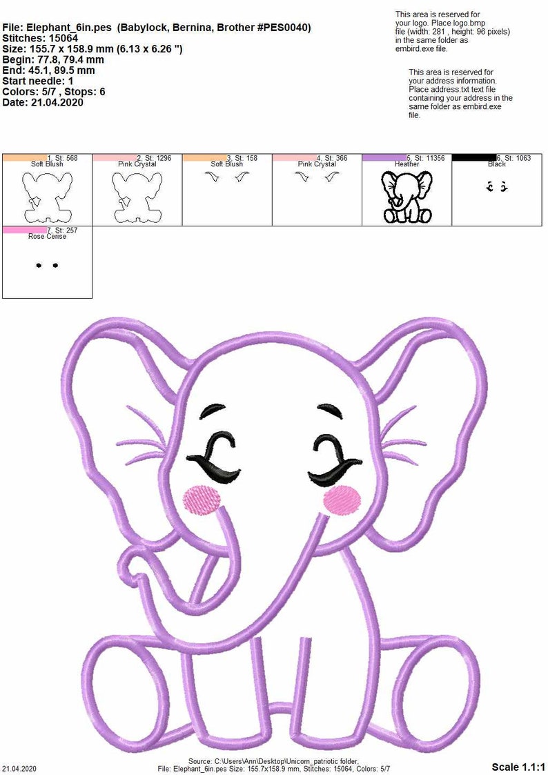 Little Elephant Machine Embroidery Applique Designs INSTANT - Etsy
