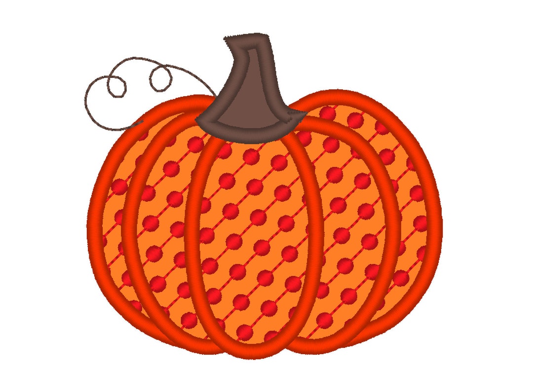 Polka Dot Print Applique Design ~ Fall Pumpkin Autumn Pumpkin With ...