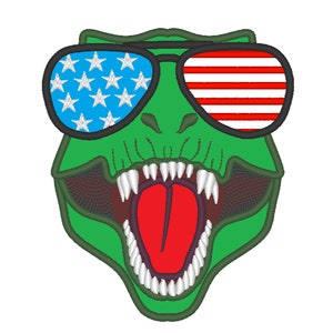 T-rex Dinosaur Face Aviator Glasses 4th of July Patriotic Independence ...