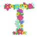 Floral Letter T Garden Flag Monogram Liberty Fashioned Flowers Flower ...