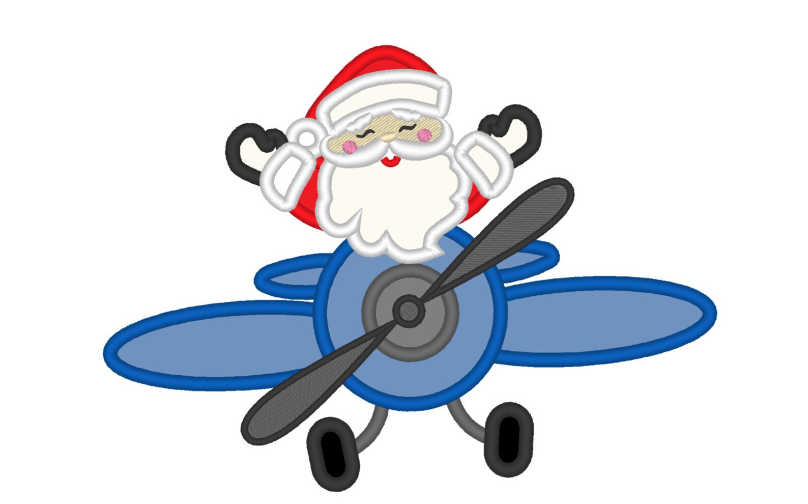 Santa on Christmas Airplane Applique Machine Embroidery Designs Santa ...