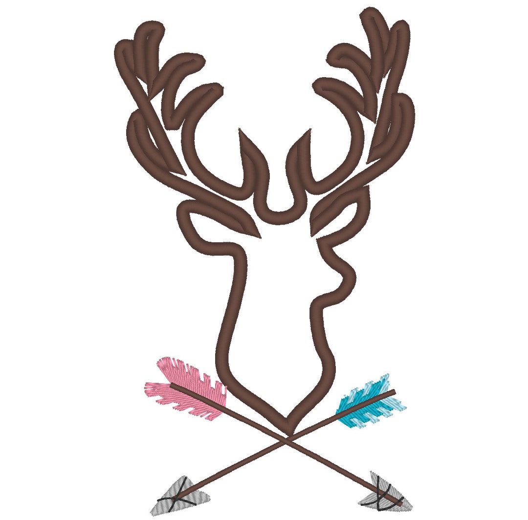 Buck Deer Flowers Bouqet Shabby Shick Silhouette - Machine Embroidery ...
