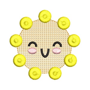 Cute Little Smiling Sunshine Fringed Sun Pom Poms Machine Embroidery ...