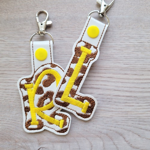 Key Fob Snap Tab Monogram Script Initial Letters From A up to - Etsy