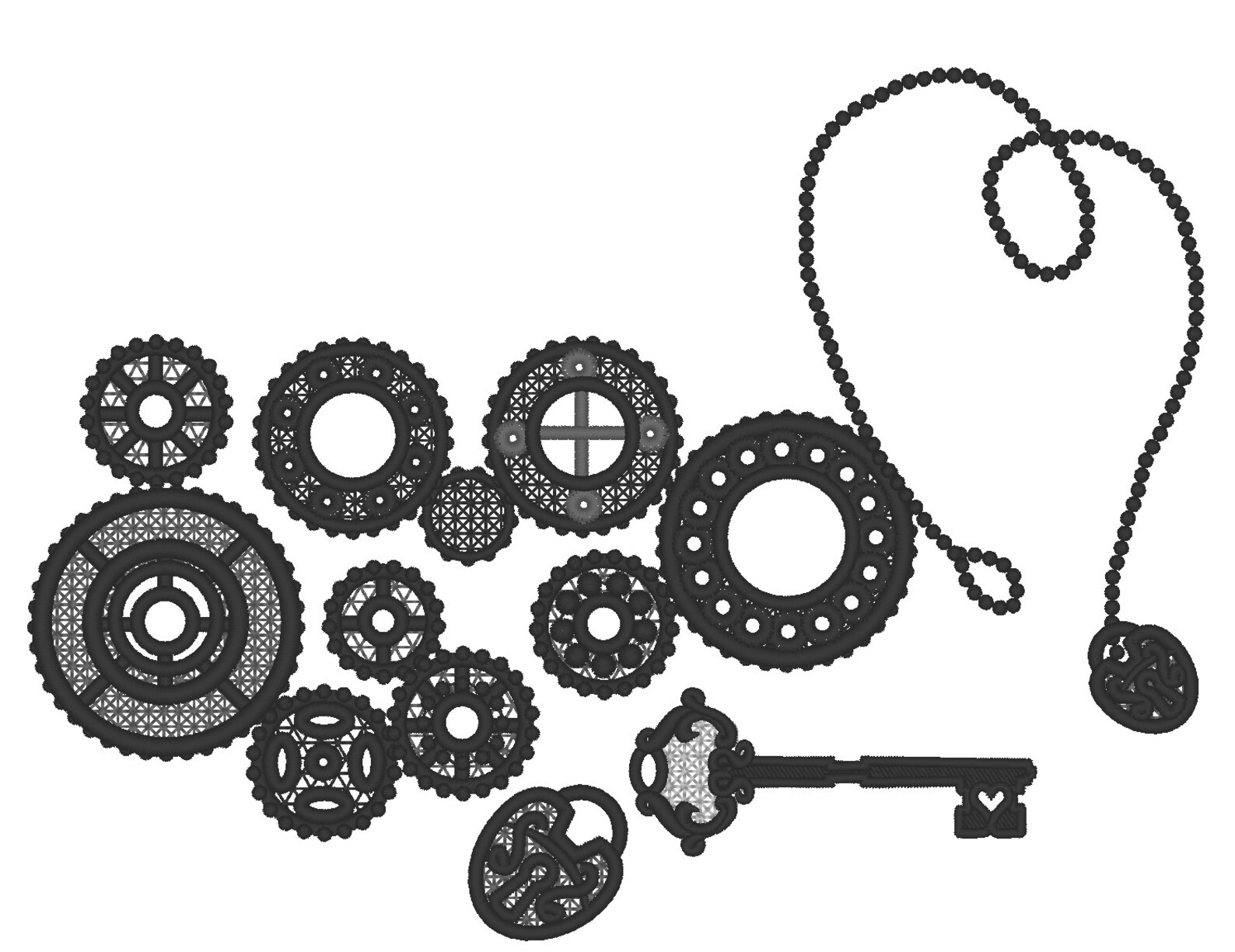 Gear, Gears Steam Punk, Skeleton Lace Key, Gear FSL, Gears Lace, FSL ...