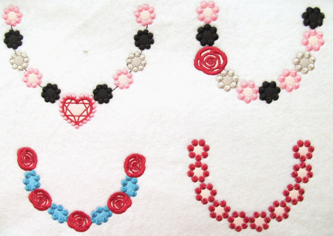 4 Types of Cute Necklaces, Machine Embroidery Designs for Hoop 4x4 and ...