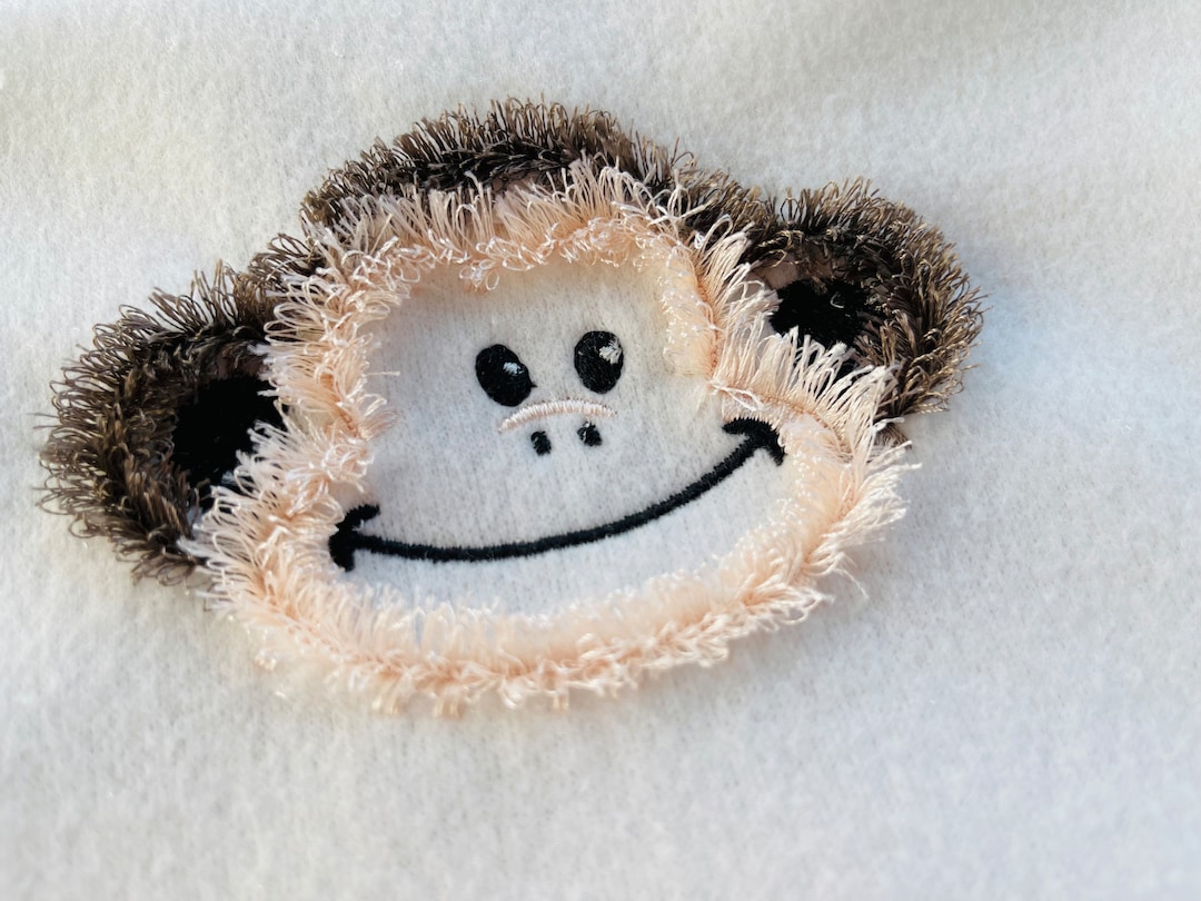 Fringed Fluffy Monkey Face Silhouette Chenille Fringe in the Hoop ITH ...