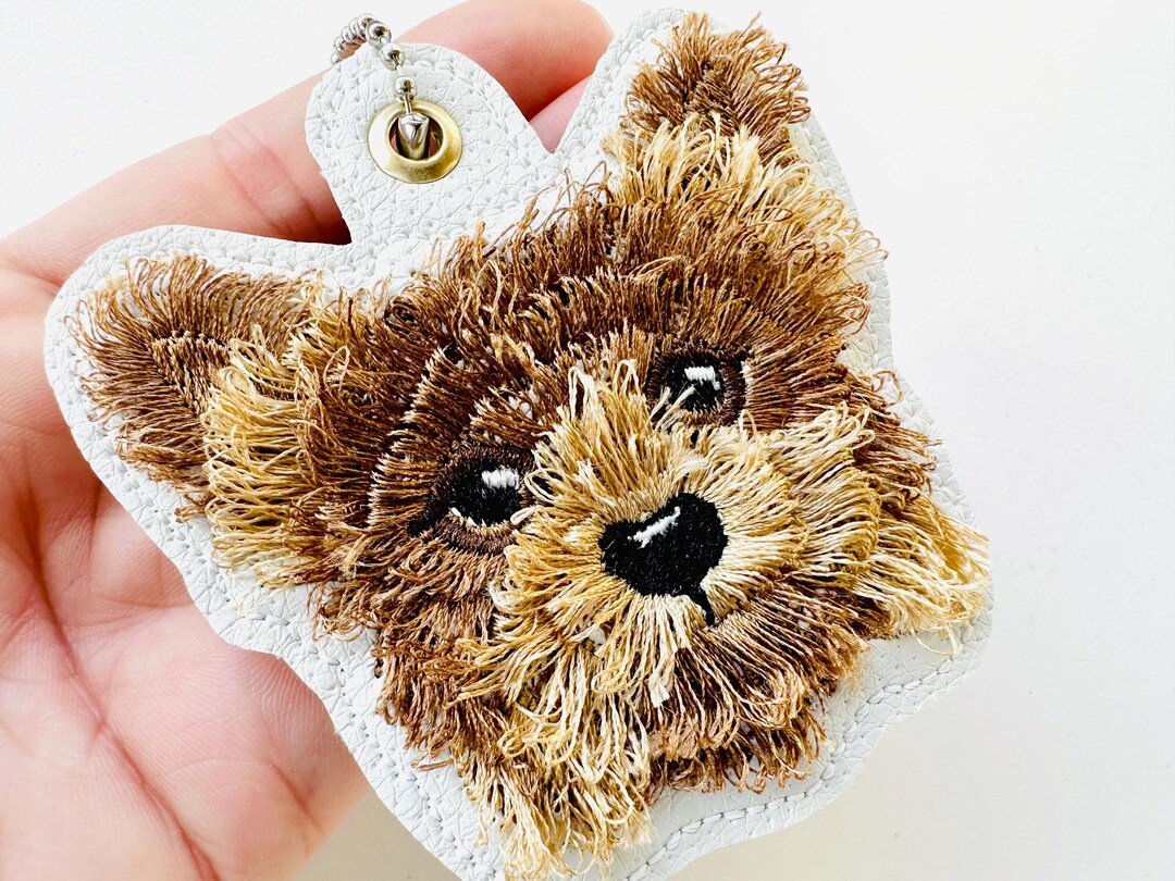 Dog Yorkie Puppy Key Fob Snap Tab and Eyelet Keychain in the Hoop ...