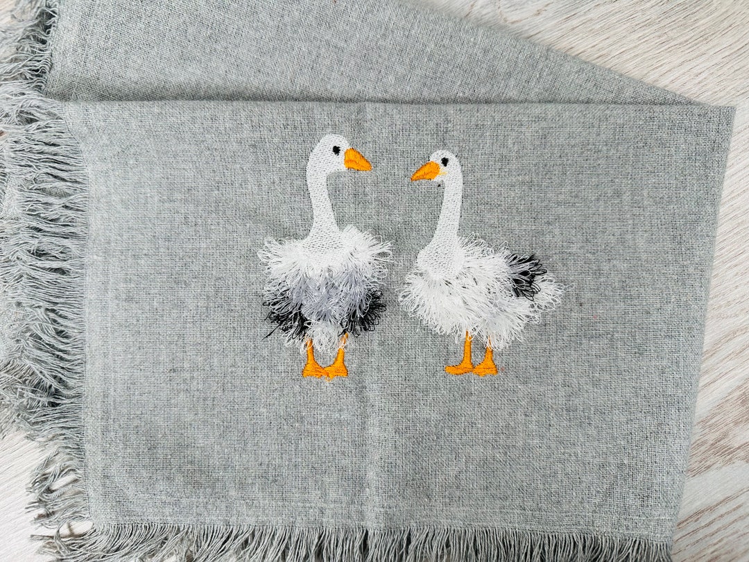 Fringed Fluffy Chenille Goose Farm Bird Animal SET of 2 Types Machine ...