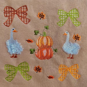Thanksgiving Fall Pumpkin Goose SET of 5 Designs Bows in a Row Bow ...