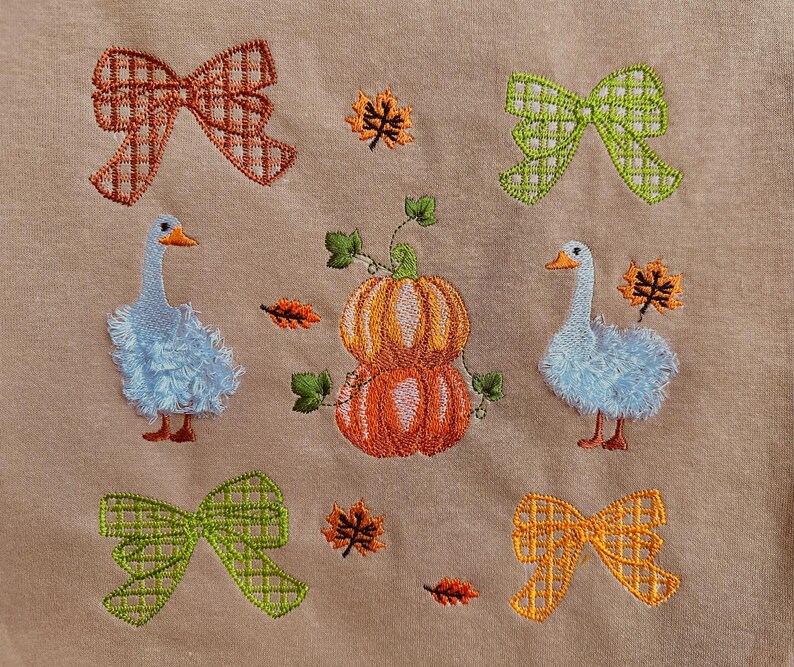 Thanksgiving Fall Pumpkin Goose SET of 5 Designs Bows in a Row Bow ...
