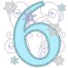 Frozen Swirls Birthday Number SIX 6 With Wide Pearl Stitch Snowflake ...