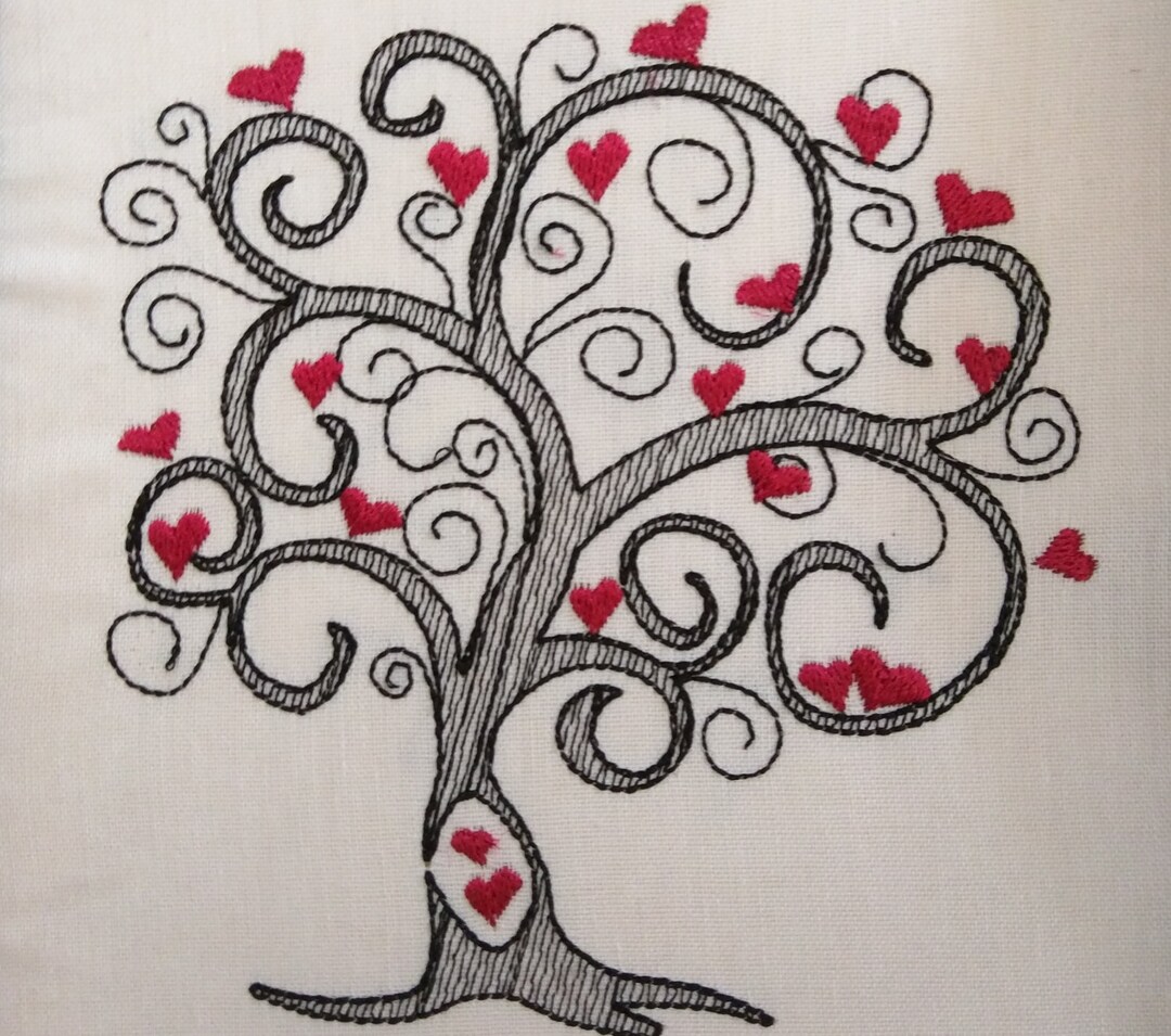 Love Tree Sketch Stitch Embroidery Designs 4x4, 5x7, 6x10 - Etsy