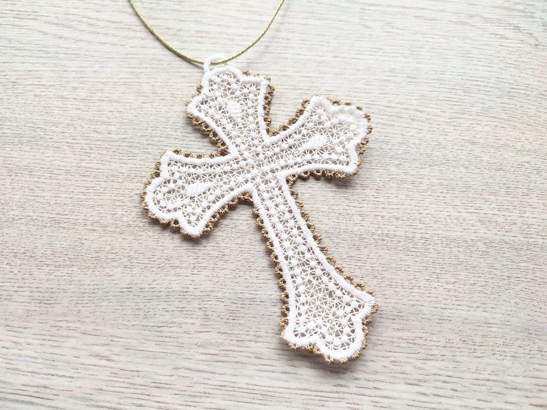 Lace Cross FSL Free Standing Lace Christian Cross Lace Ornaments Charm ...