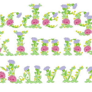 Floral Block Lower Case Letters A-z Whole Alphabet, Monogram Flowers ...