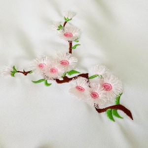 Cherry Blossom Fringed Sakura Flower Floral Branch Machine Embroidery ...