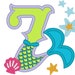 Mermaid Tail Birthday Number, Mermaid Number SEVEN 7 Applique, Mermaid ...