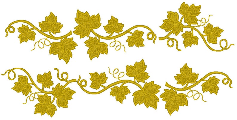 Grape Leaves SET Applique and Fill Stitch Machine Embroidery Designs ...