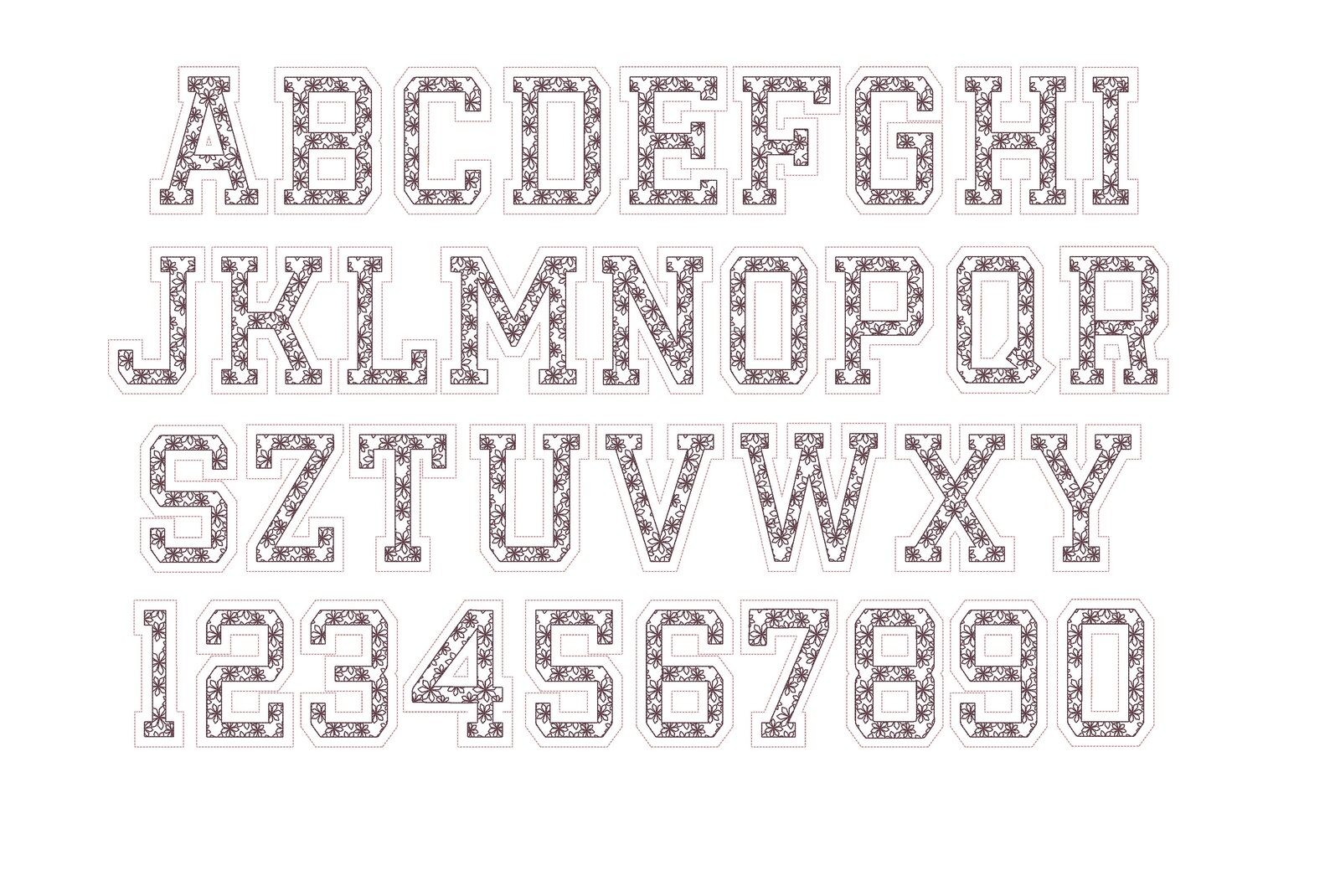 Floral Light Stitch 2 Outlines Varsity Sport Athletic Collegiate ...