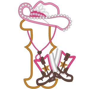 Girly Cowboy Birthday Number ONE Only One Number 1 - Machine Embroidery ...