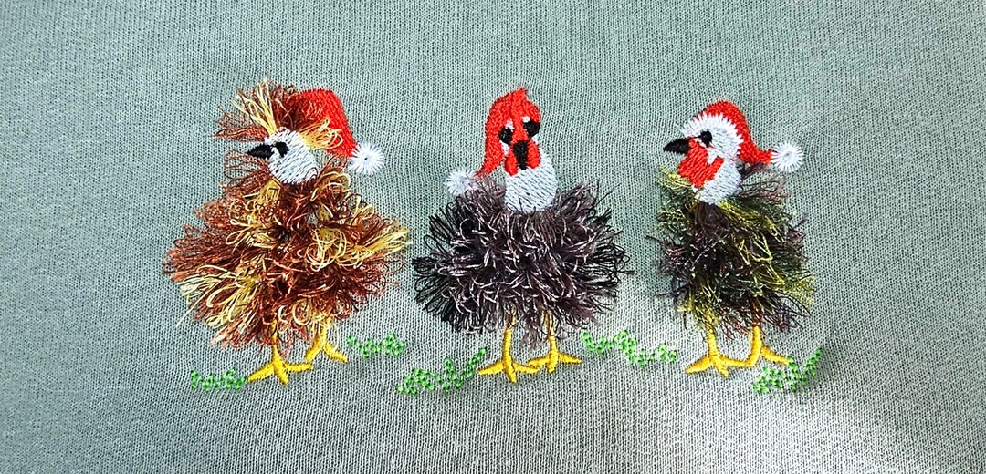 Cute Little Mini Fringed Fluffy Chicken With Christmas Santa Hat ...
