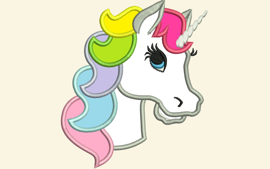 Unicorn Head Applique Machine Embroidery Designs Applique Rainbow ...