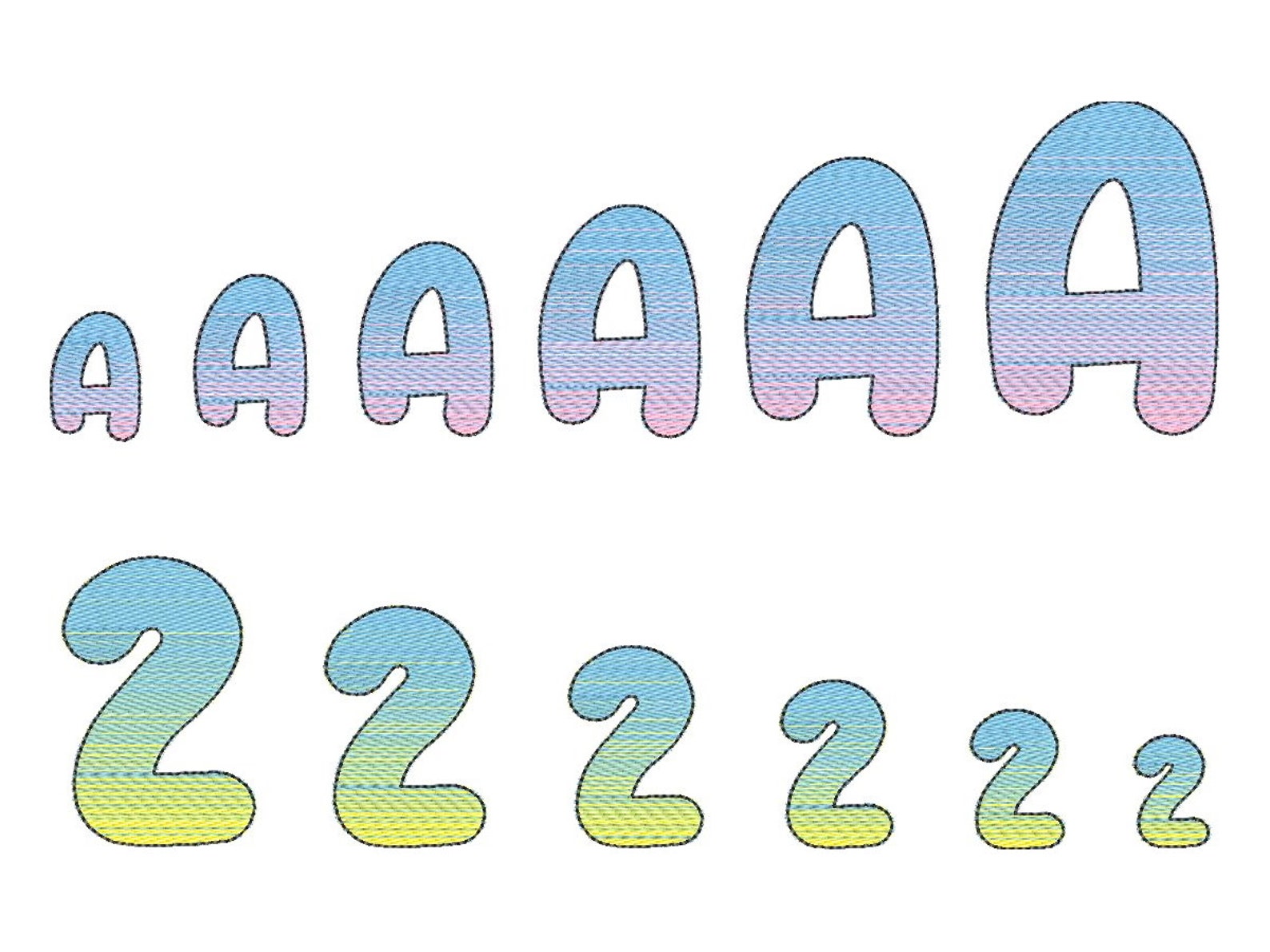Rainbow Iridescent 2 Color Monogram FONT Alphabet Machine Embroidery ...