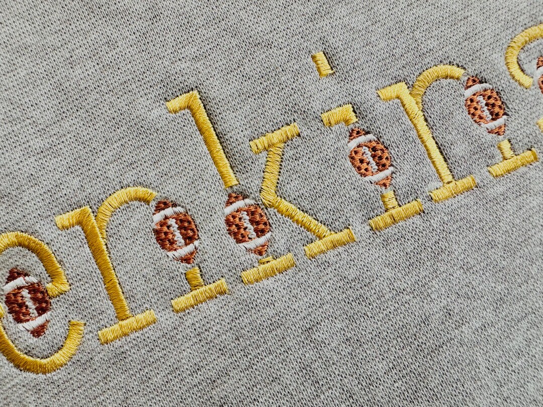 Satin Stitch Football Font SET of 2 Sports Block Alphabet Football and ...