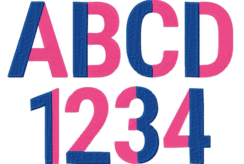 Duotone Font Narrow Fill Stitch 2 Color Font Duo Color Duotone Alphabet ...