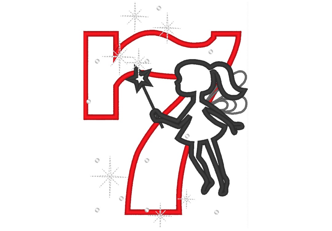 Little Fairy Silhouette Applique Birthday Applique Number 7, Fairy ...