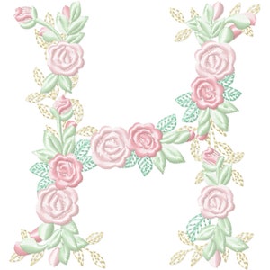 Delicate Roses Floral Letter H Garden Flag Monogram Flowers Flower ...