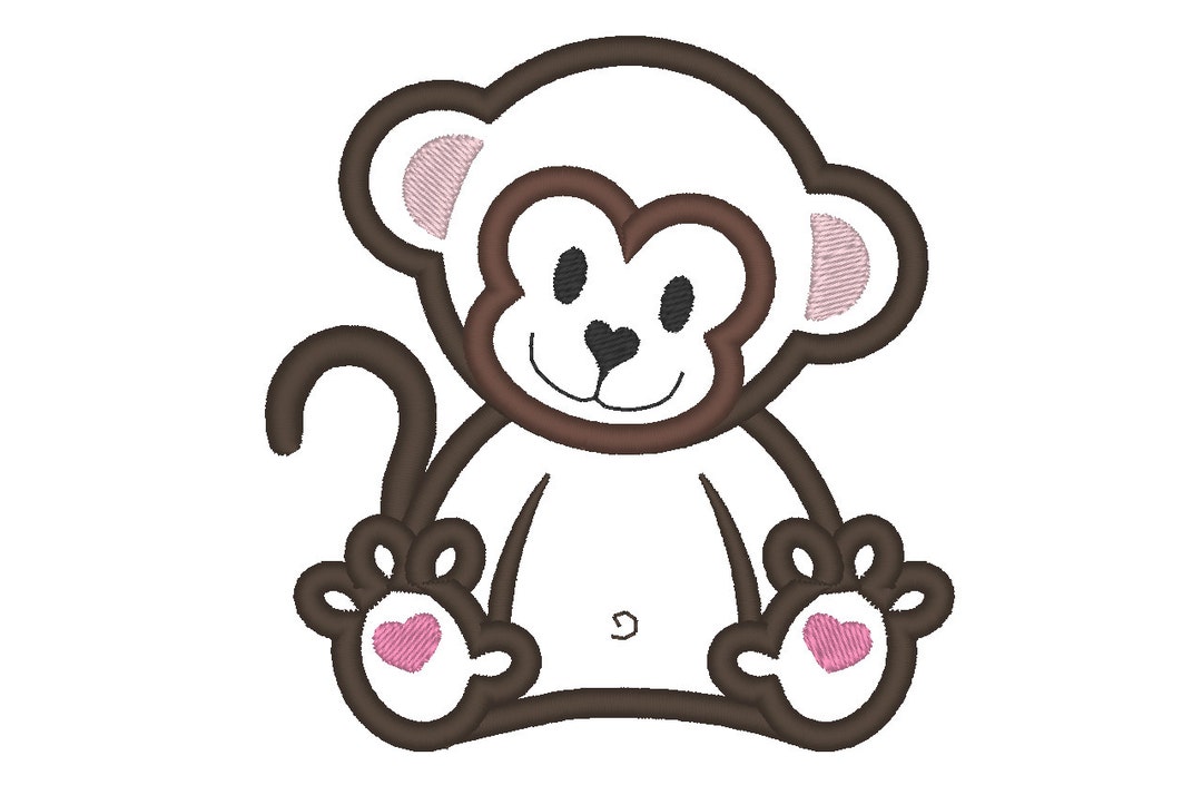 Little Monkey - Machine Embroidery Applique Designs - INSTANT DOWNLOAD ...