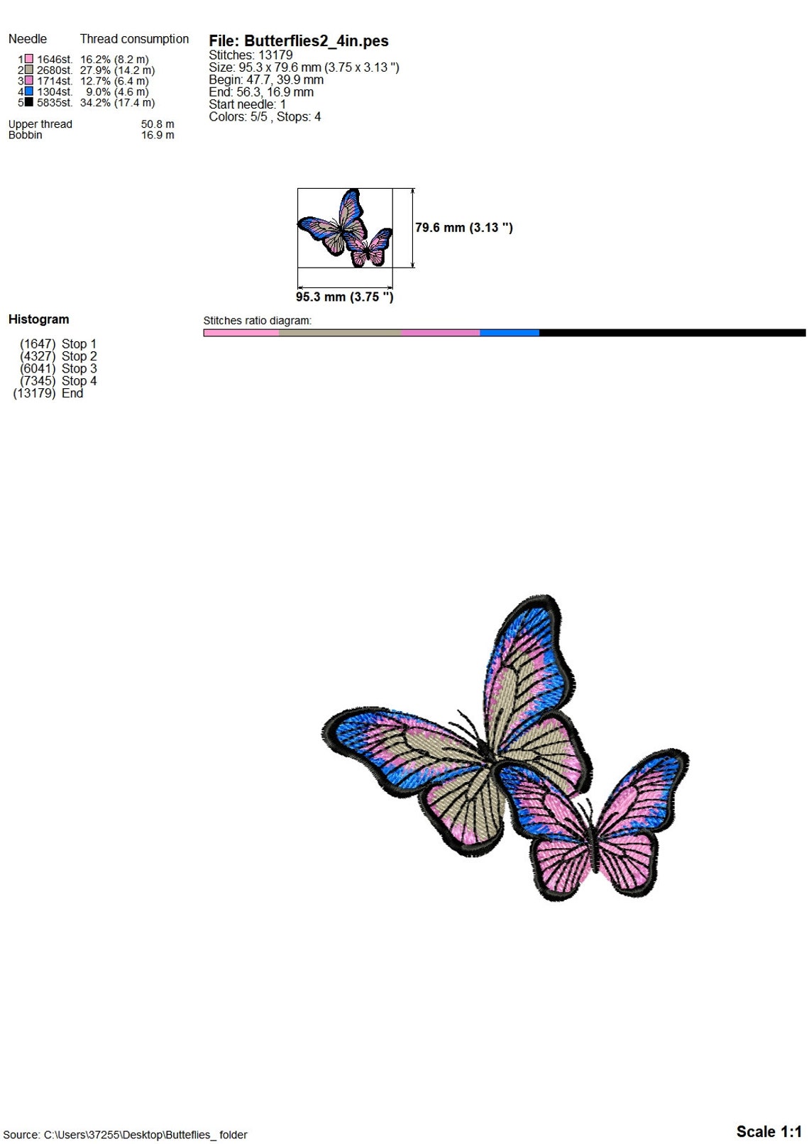 Realistic Small Butterflies 4 Types Machine Embroidery Designs | Etsy