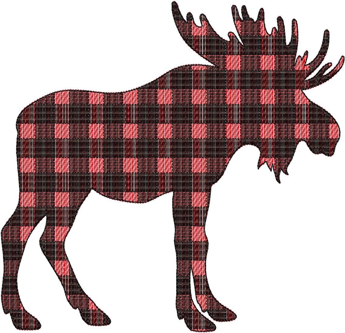 Light Stitch Outline Plaid Moose Silhouette Gingham Tartan - Etsy