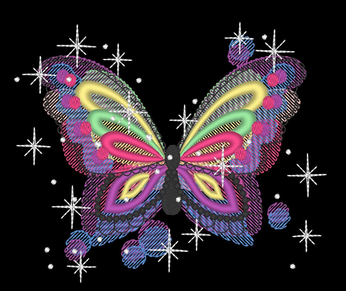 Galaxy Butterfly Sparkling Stars Butterfly Embroidery - Etsy