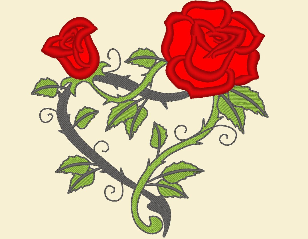 Roses Heart - Machine Embroidery Applique Designs - 4x4, 5x7 and 6x10 ...