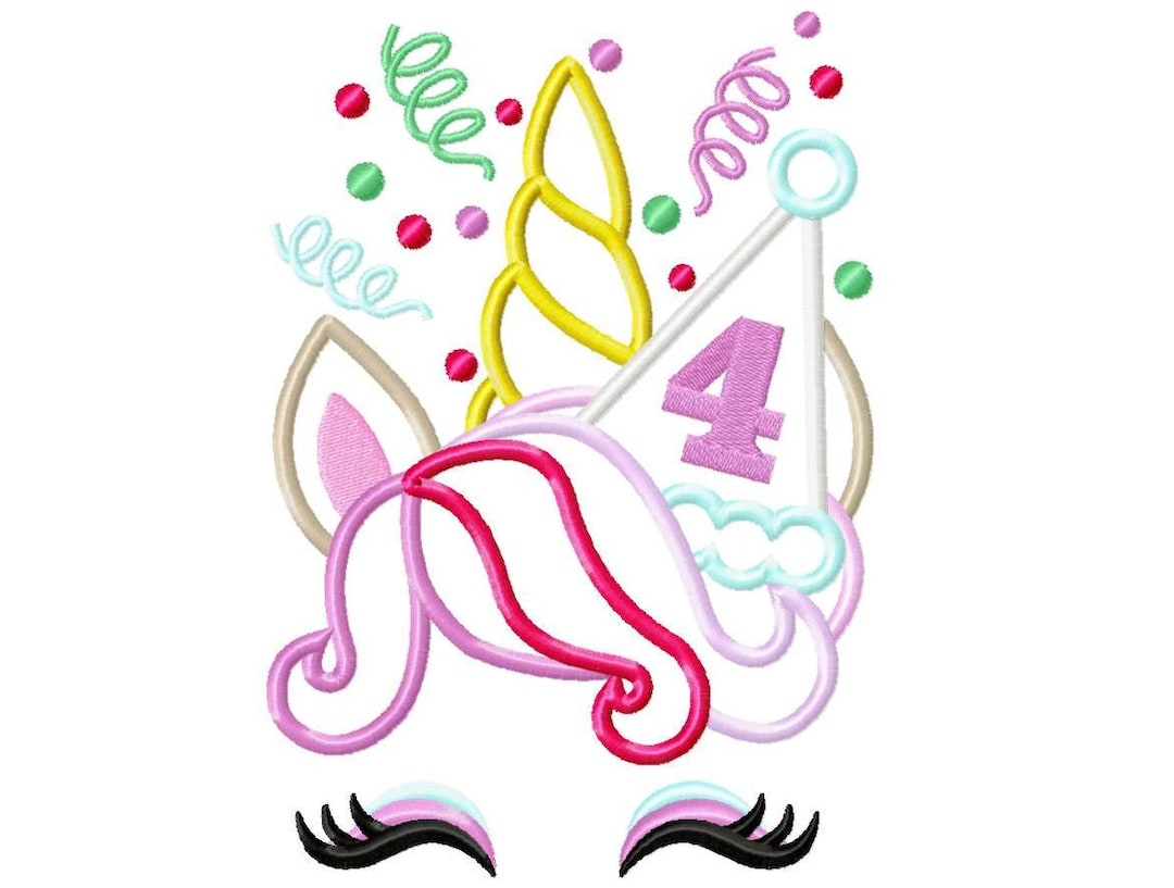 Birthday Number FOUR 4 Rainbow Unicorn Confetti Crown Birthday Party ...
